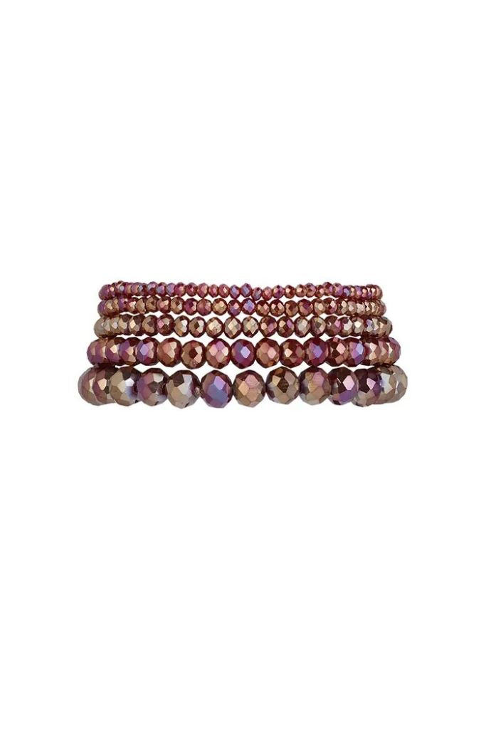 Set van 5 kristal armbanden terracota – Leentje